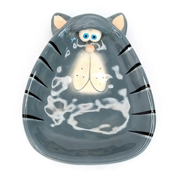 Russ Berrie | Art | Vintage 9s Russ Ceramic Cat Face Spoon Rest Trinket ...
